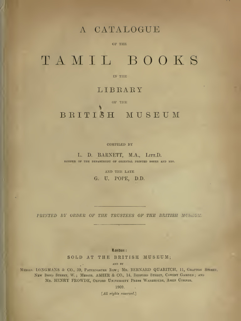 TVA BOK 0048082 A Catalogue of The Tamil Books 1909 | PDF