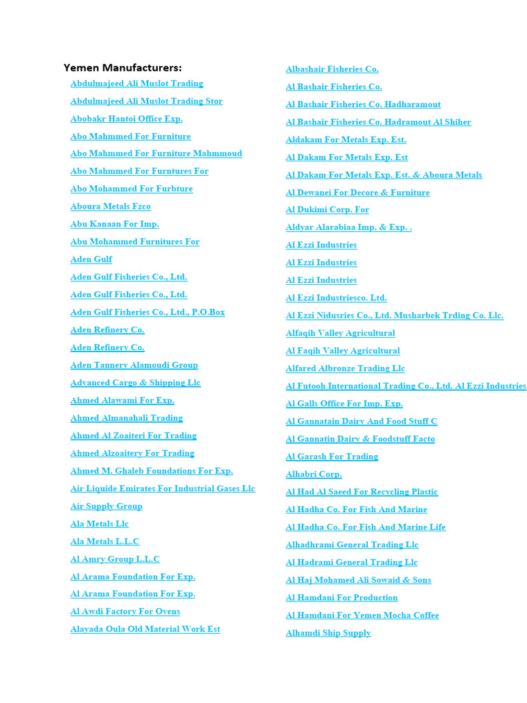 Panjiva Data MEA Manufacturers Names Only A To M | PDF