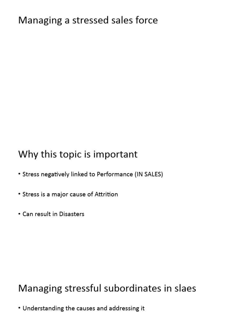 Managing Stress in Sales Teams | PDF