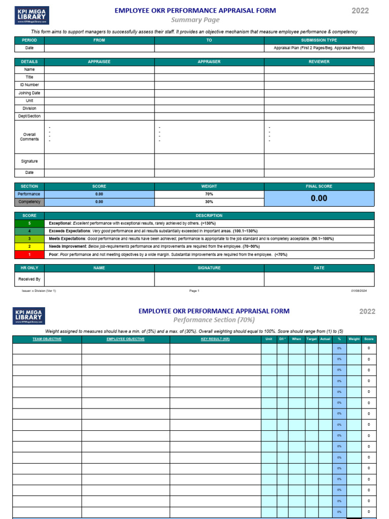 Employee OKR Performance Appraisal Form | PDF