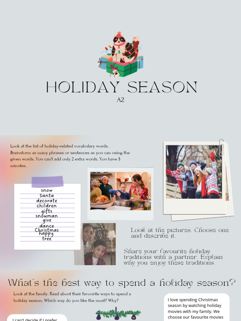 English Worksheets About Holiday Season | PDF