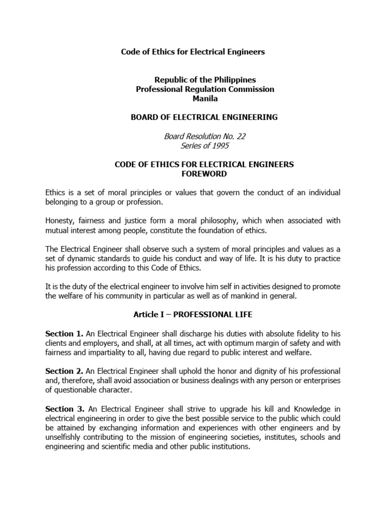 Code-of-Ethics-for-Electrical-Engineers | PDF