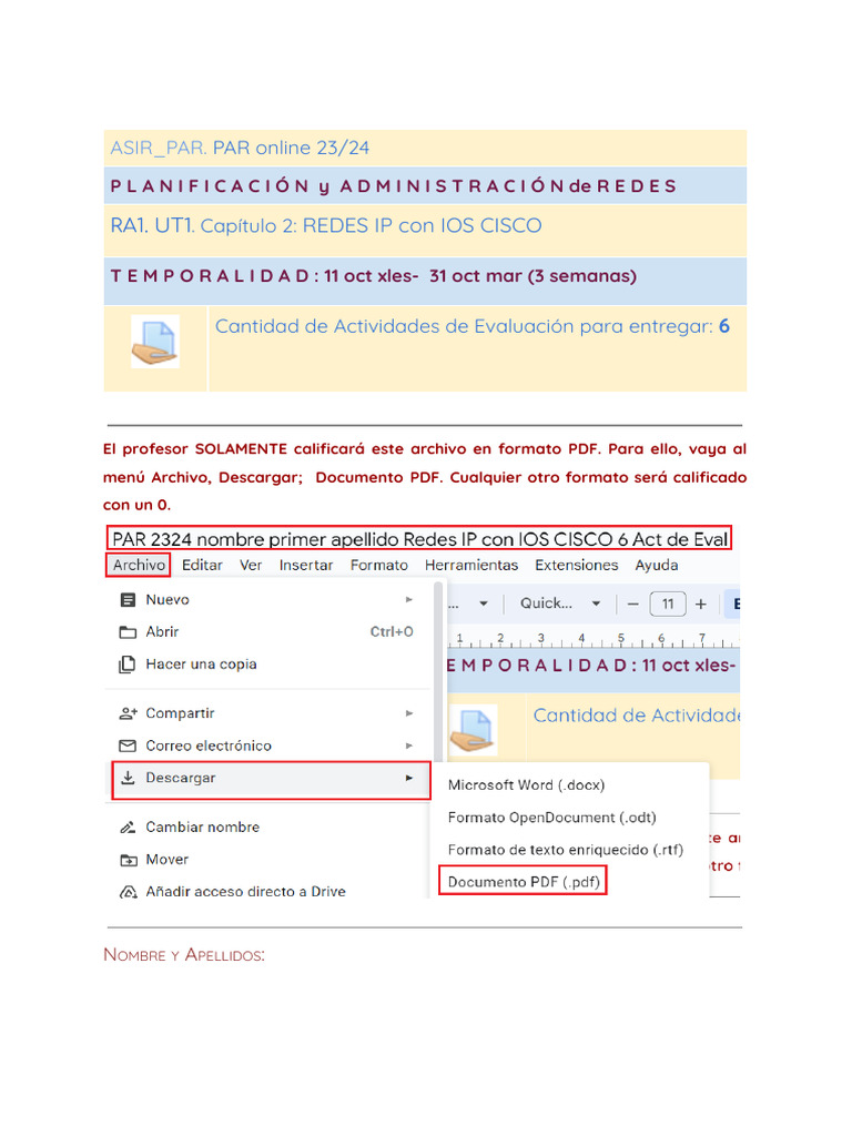 PAR 2324 Redes IP Con IOS CISCO 6 Act de Eval | PDF