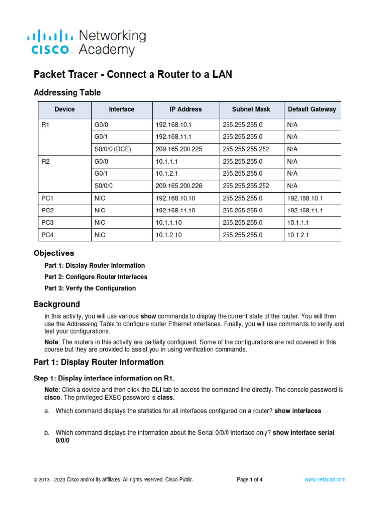 Router to LAN Configuration Guide | PDF