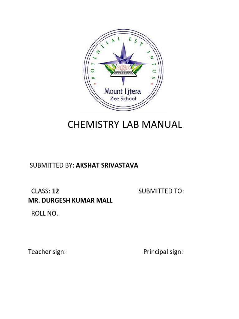 CHEMISTRY LAB MANUAL For Class 12 Cbse | PDF