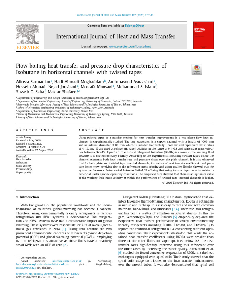 Flow Boiling Heat Transfer and Pressure Drop Characteristics of | PDF