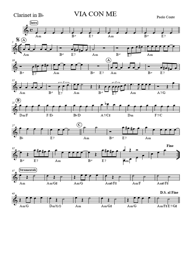 Via Con Me - Paolo Conte - Clarinet in BB | PDF