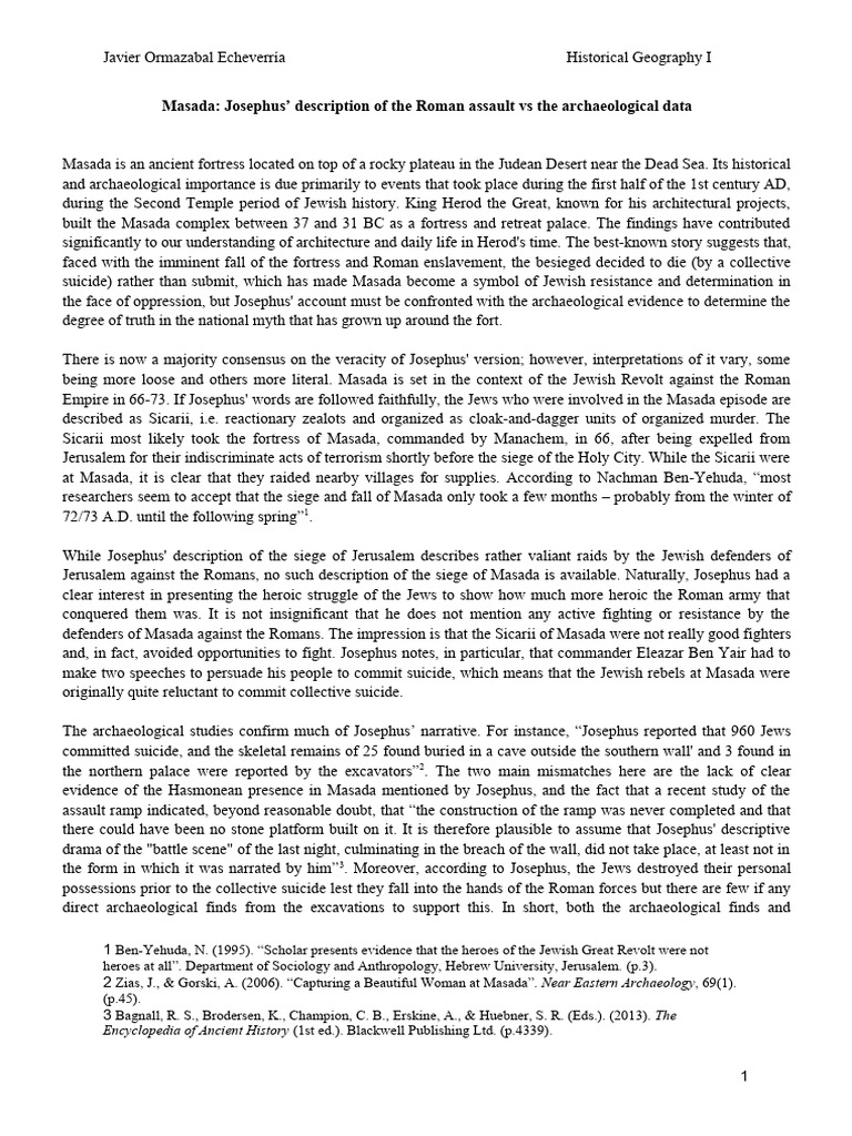 Masada - Josephus' Description of The Roman Assault Vs The Archaeological Data | PDF