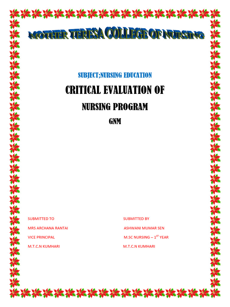Evaluation Of Nursing Program Standards Pdf Nursing Room