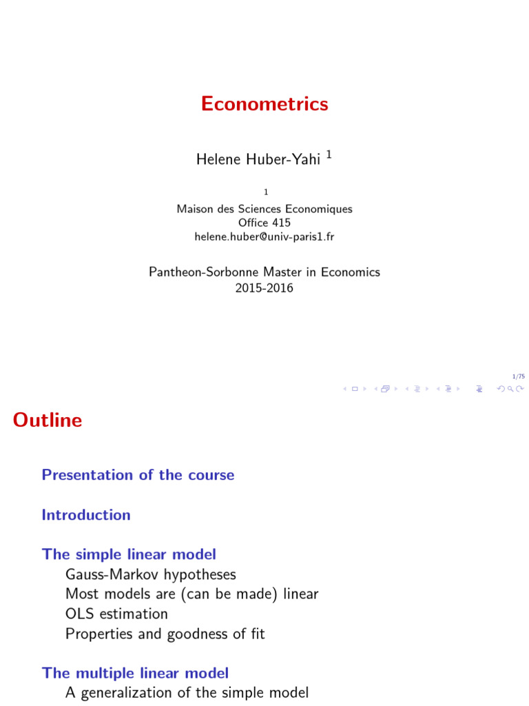 Sorbonne Econometrics | PDF