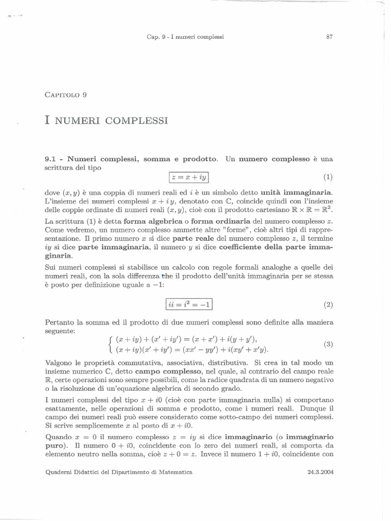Numeri Complessi | PDF