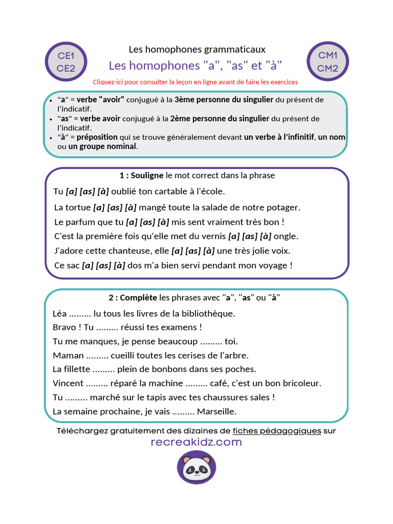 Homophones A As | PDF | Études des langues étrangères | Poésie