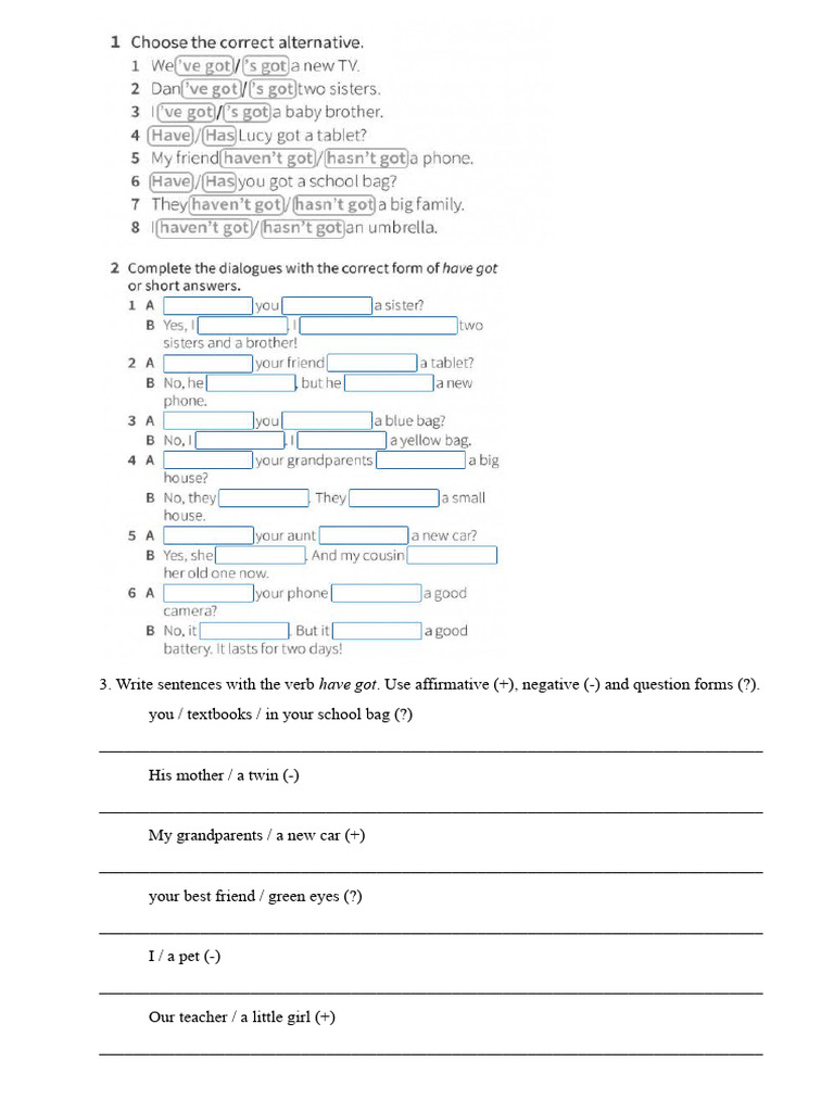 TEST Have Got | PDF | Linguistics TEST Have Got | PDF | Linguistics