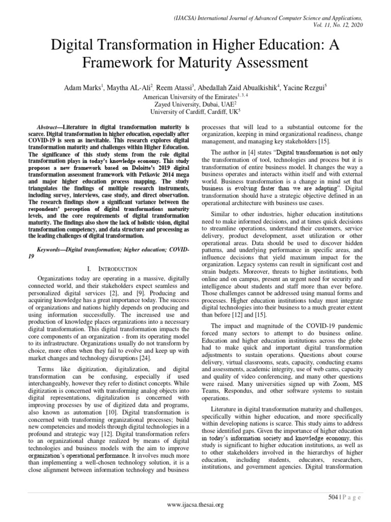 Digital Transformation in Higher Education | PDF