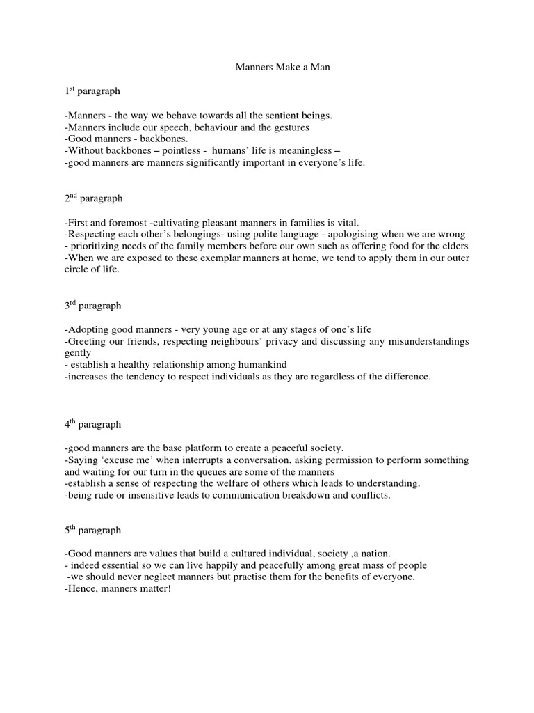 Manners Make A Man | PDF