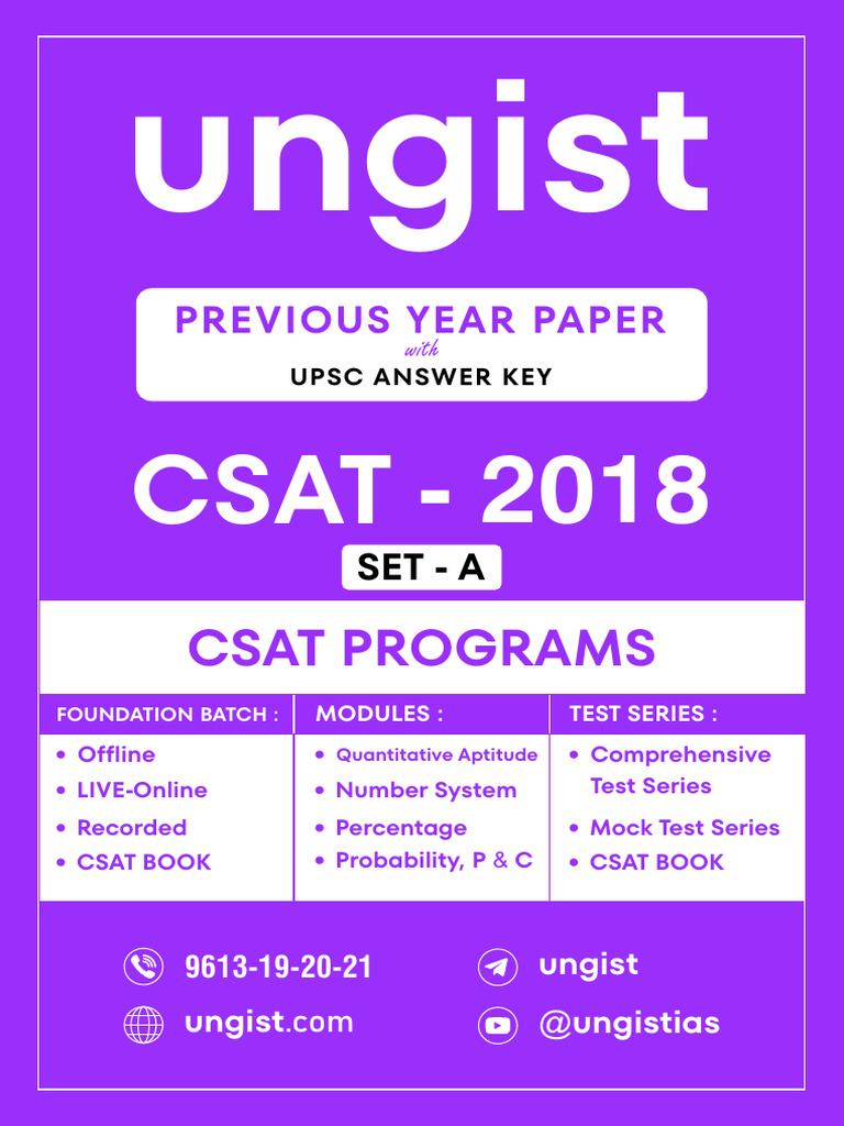 UPSC CSAT Previous Year Question Paper Prelims GS-II 2018 | PDF