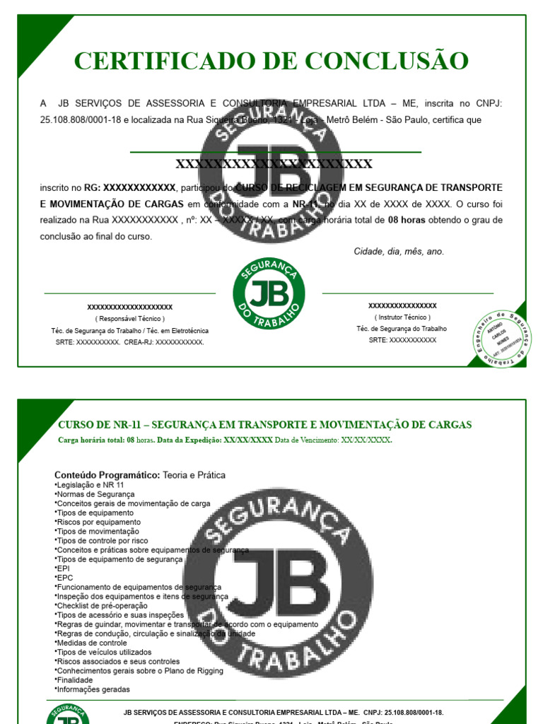 MODELO-DE-CERTIFICADO-DO-CURSO-DE-NR-11 | PDF