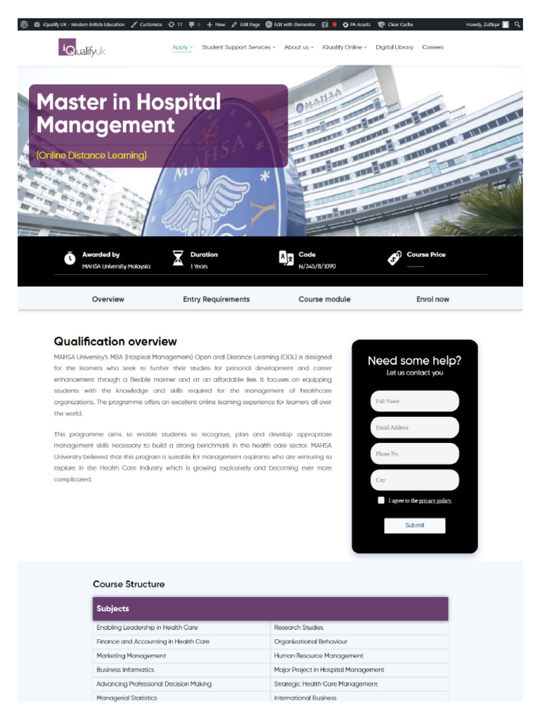 Master in Hospital Management | PDF