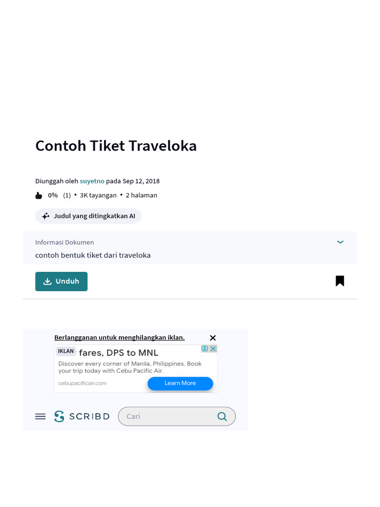 Contoh Tiket Traveloka - PDF | PDF