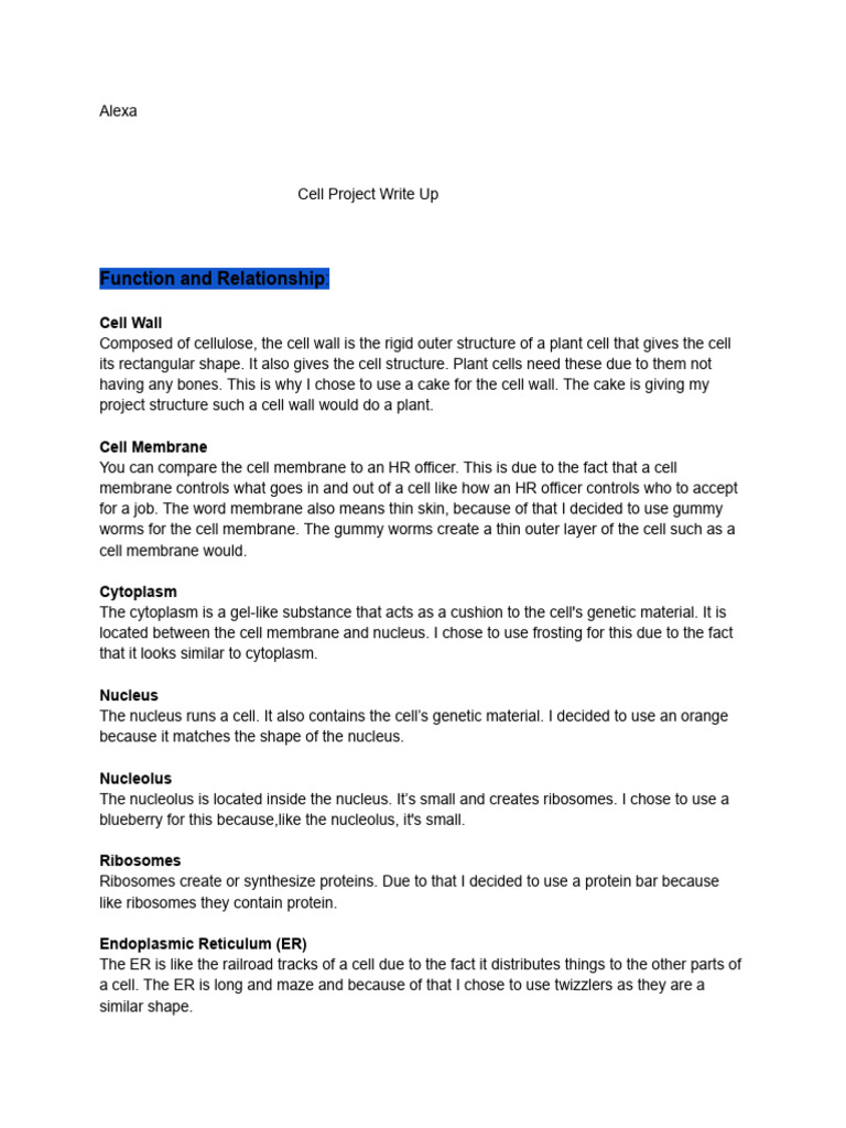 Cell Project | PDF | Home & Garden | Wellness