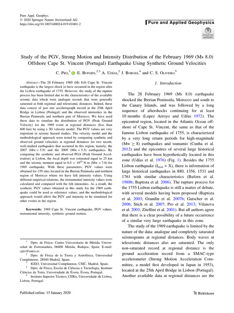 Study of The PGV Strong Motion and Inten | PDF