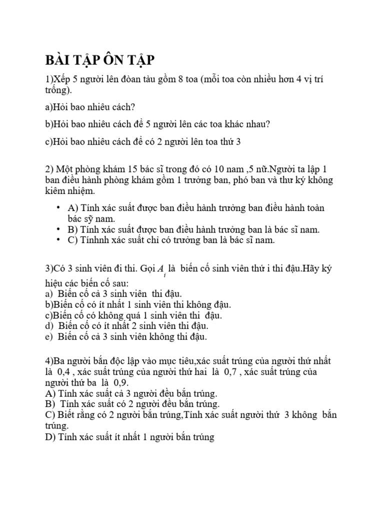 BAI TAP ON TAP XSTK | PDF