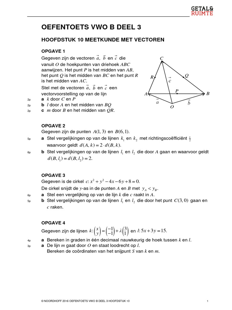 Oefentoets v5 Wiskunde B Vectoren | PDF
