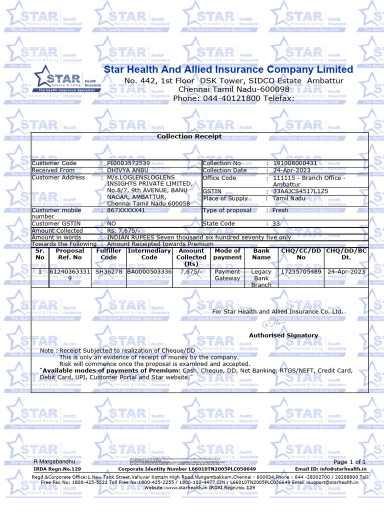 Collection Receipt | PDF