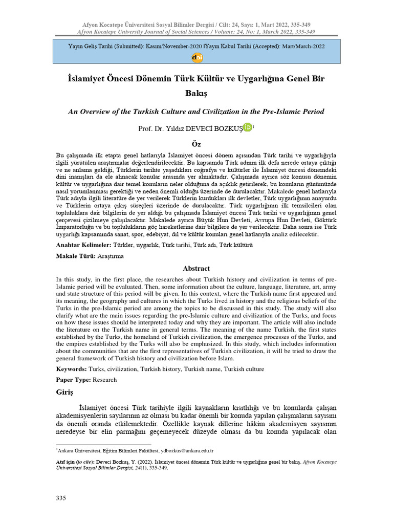 Islamiyet Oncesi Donemin Turk Kultur Ve Uygarlik T | PDF