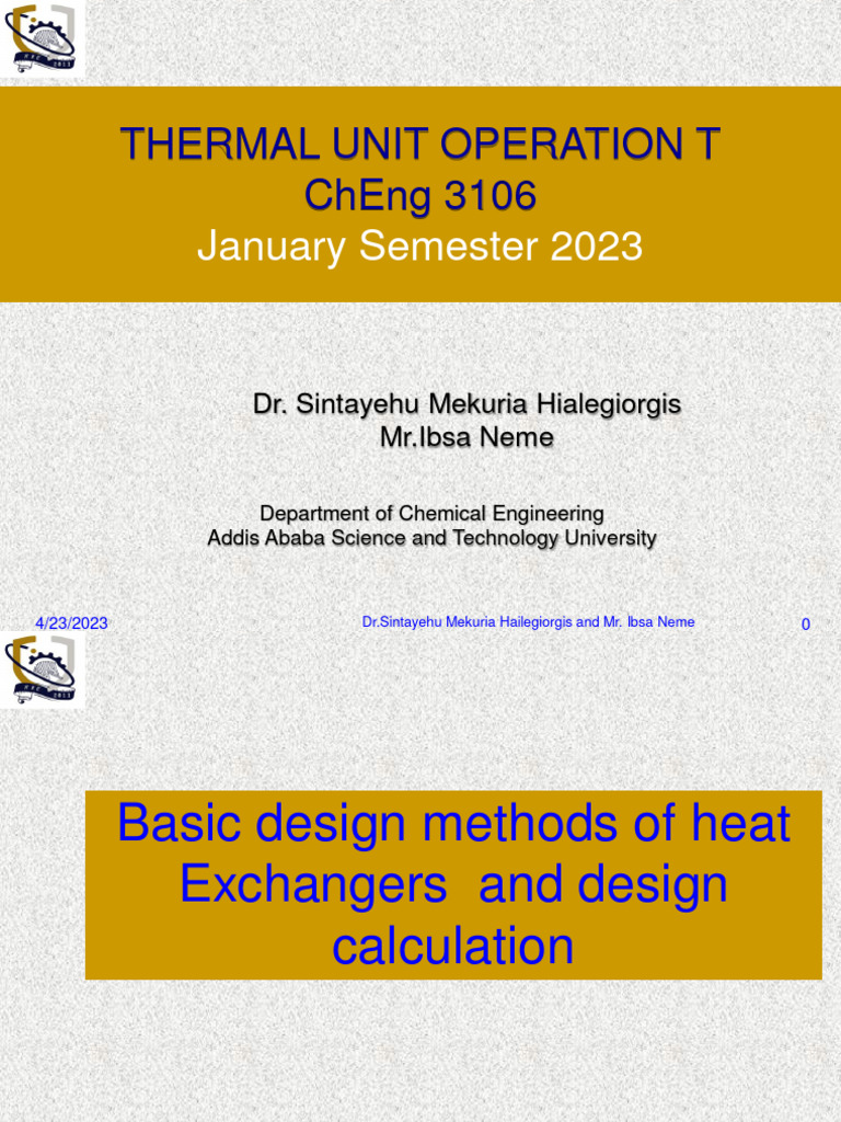 Chapteter Three Basic Design Methods of Heat Exchangers and Design ...