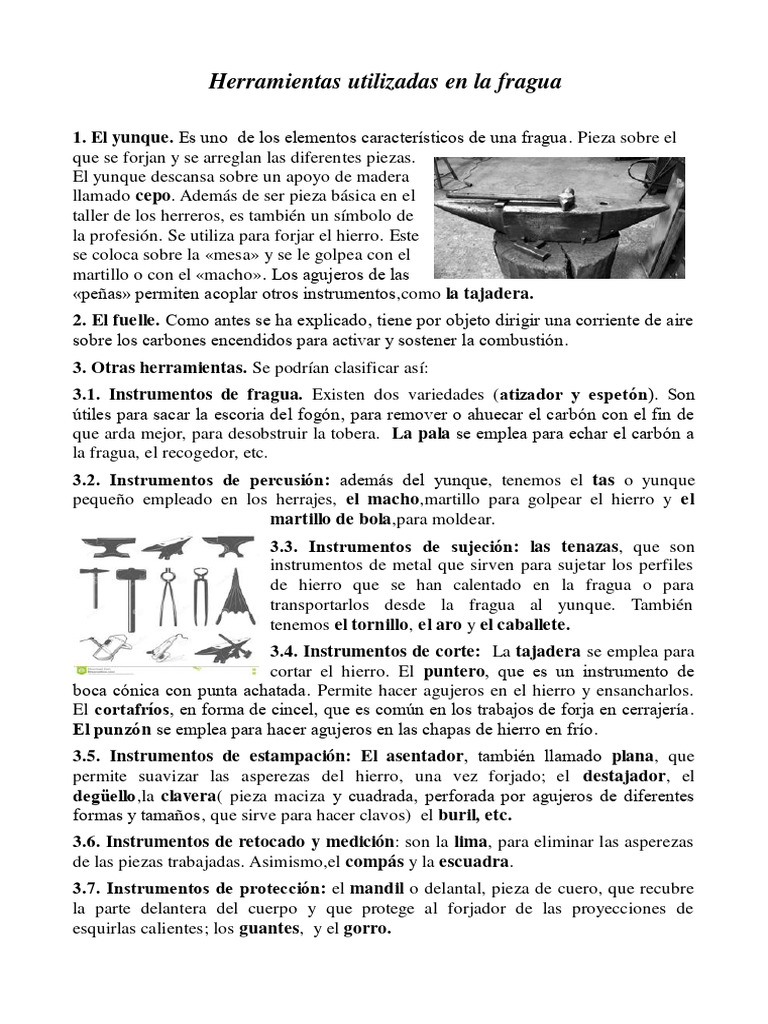 Herramientas Utilizadas en La Fragua | PDF