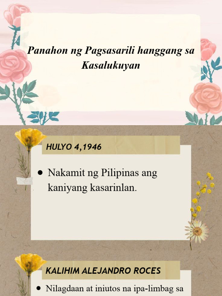 Panahon NG Pagsasarili Hanggang Sa Kasalukuyan - 084252 | PDF