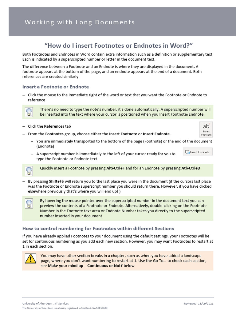 Msword Footnotes Endnotes | PDF