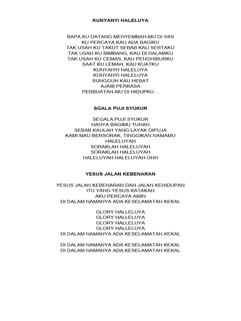 Kunyanyi Haleluyah: Puji Syukur Tuhan | PDF | Seni & Disiplin Bahasa