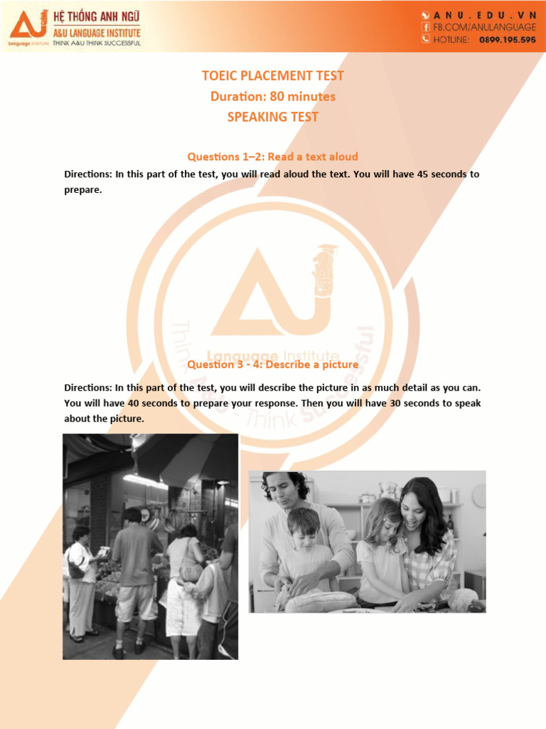 1.2. TOEIC - Placement Test - Speaking and Writing | PDF