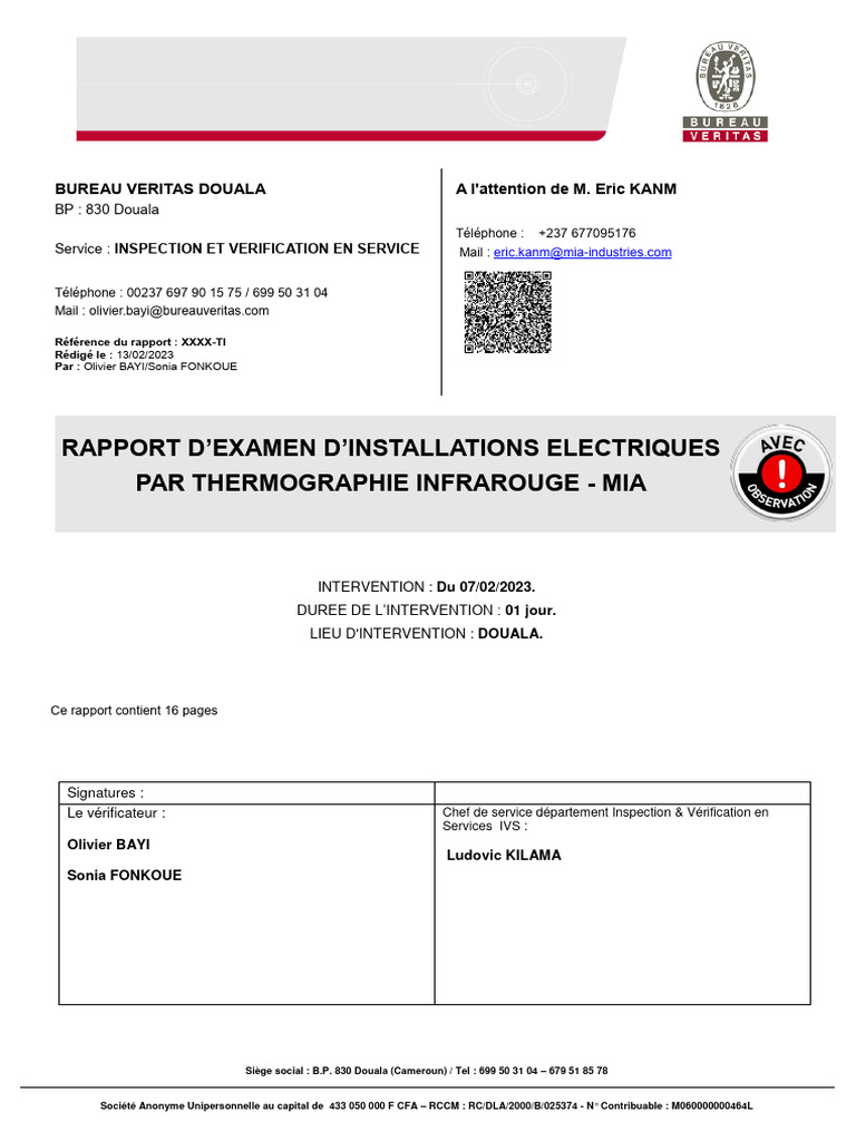 Rapport Thermographie-Mia-Fev 2023 | PDF