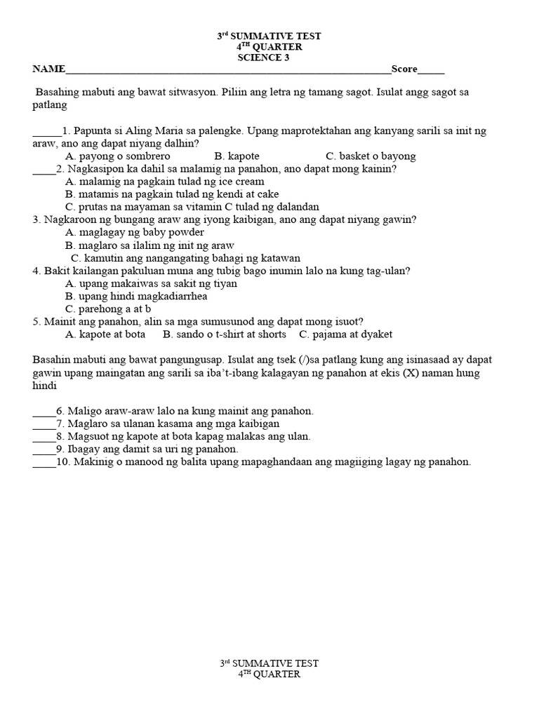 3rd_SUMMATIVE-TEST-4th-quarter | PDF