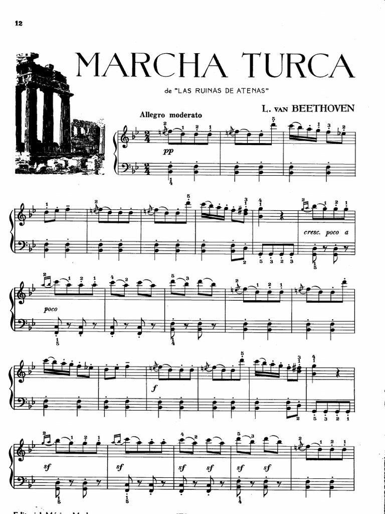 Marcha Turca Beethoven Nivel Intermedio | PDF