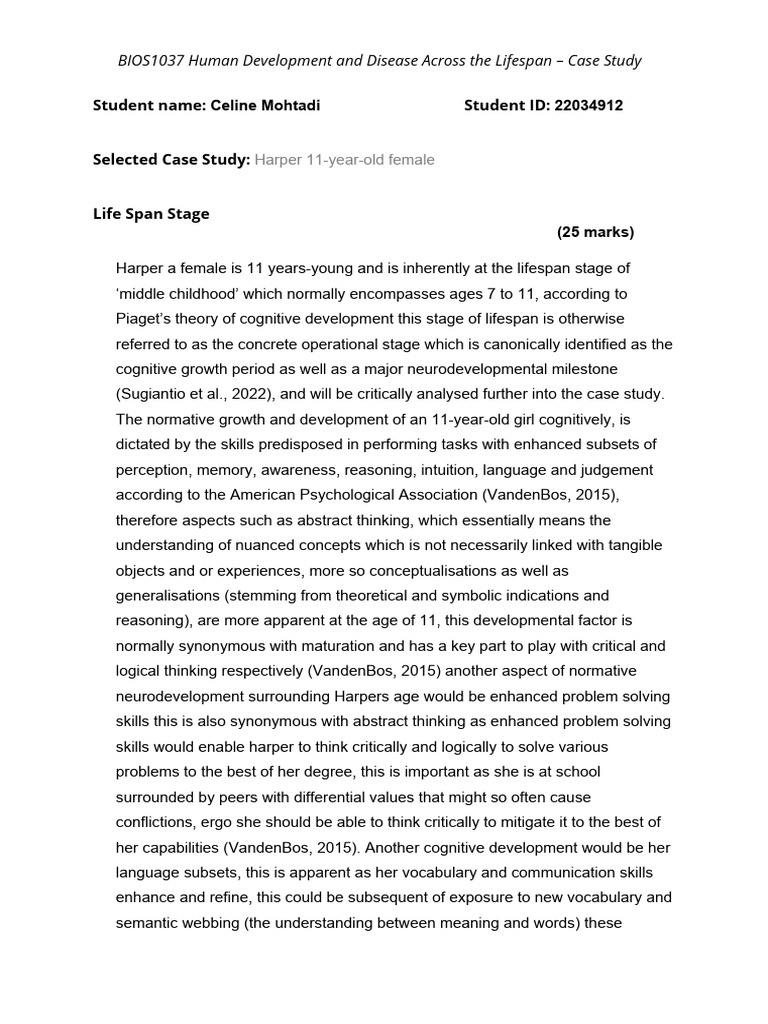 BIOS1037 Assessment 3 Evidence Case Study Template | PDF