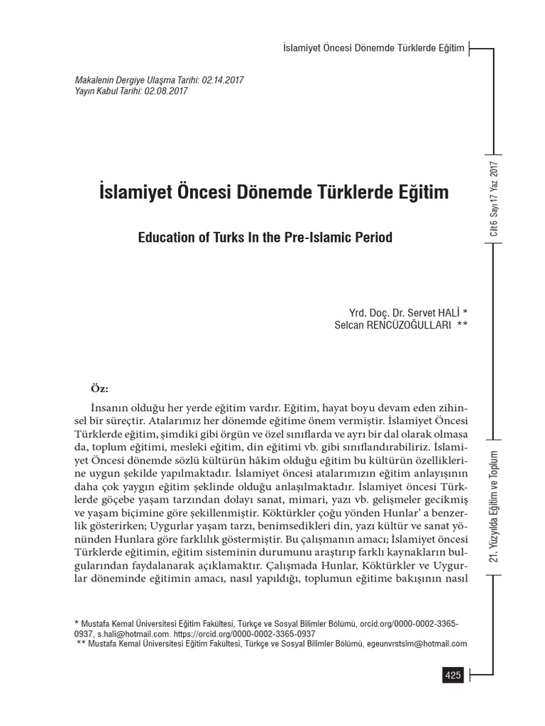 Slamiyet Ncesi D Nemde T Rklerde E Itim (#402840) - 436726 | PDF