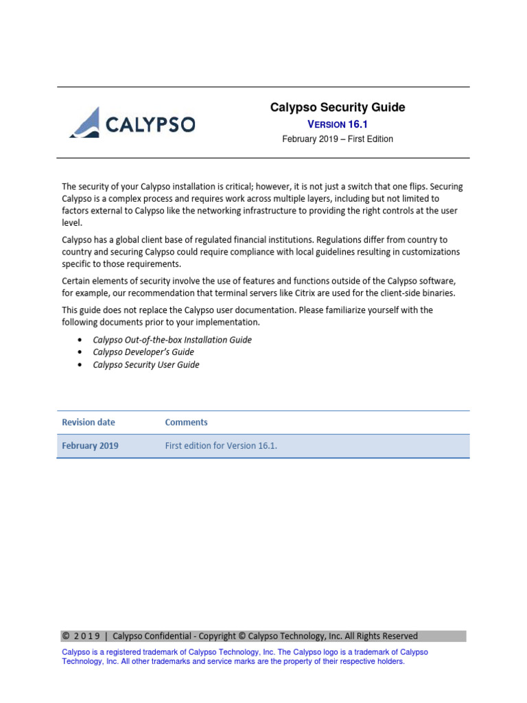 Calypso Security Guide | PDF | Computers | Technology & Engineering