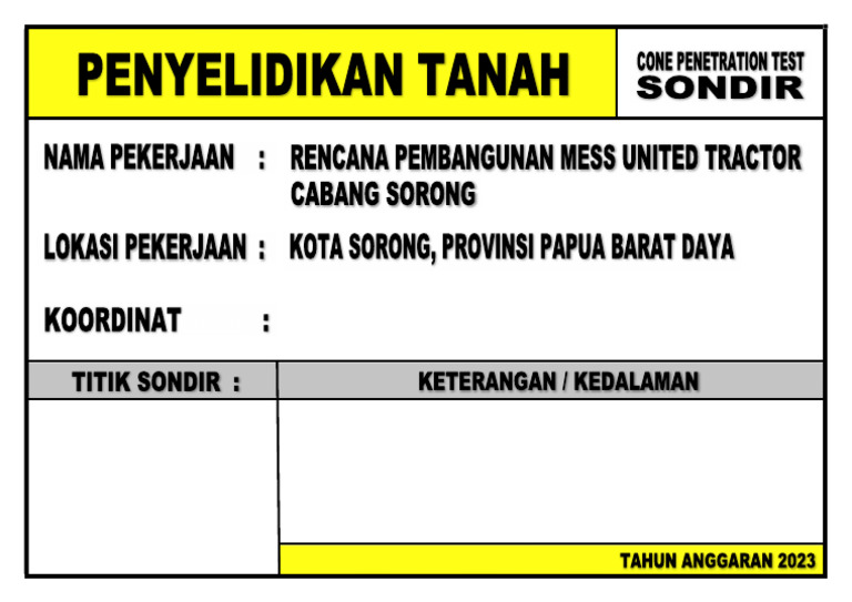 Papan Nama Sondir Ut Sorong | PDF