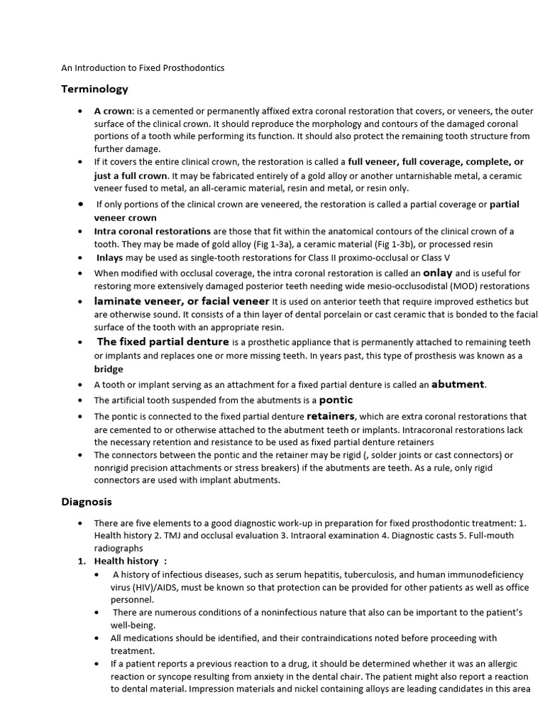 Clinical Prosthodontics Notes | PDF | Self-Improvement | Wellness