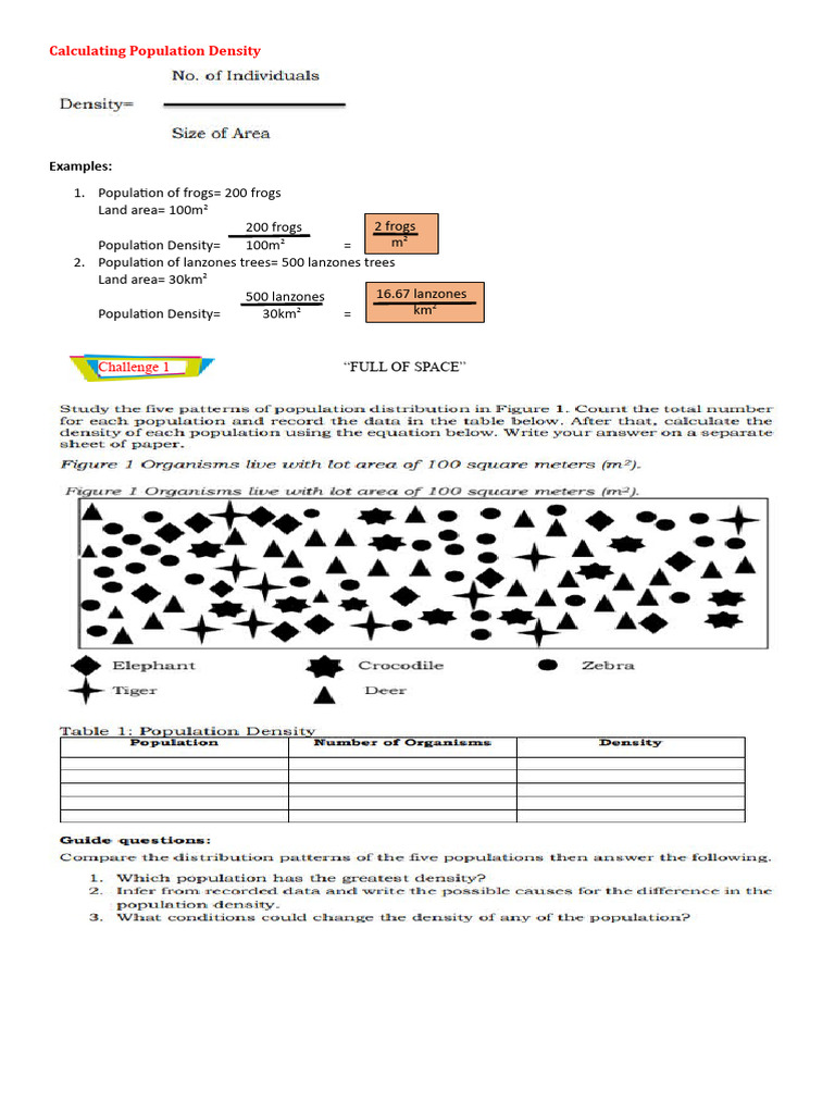 Calculating Population Density | PDF