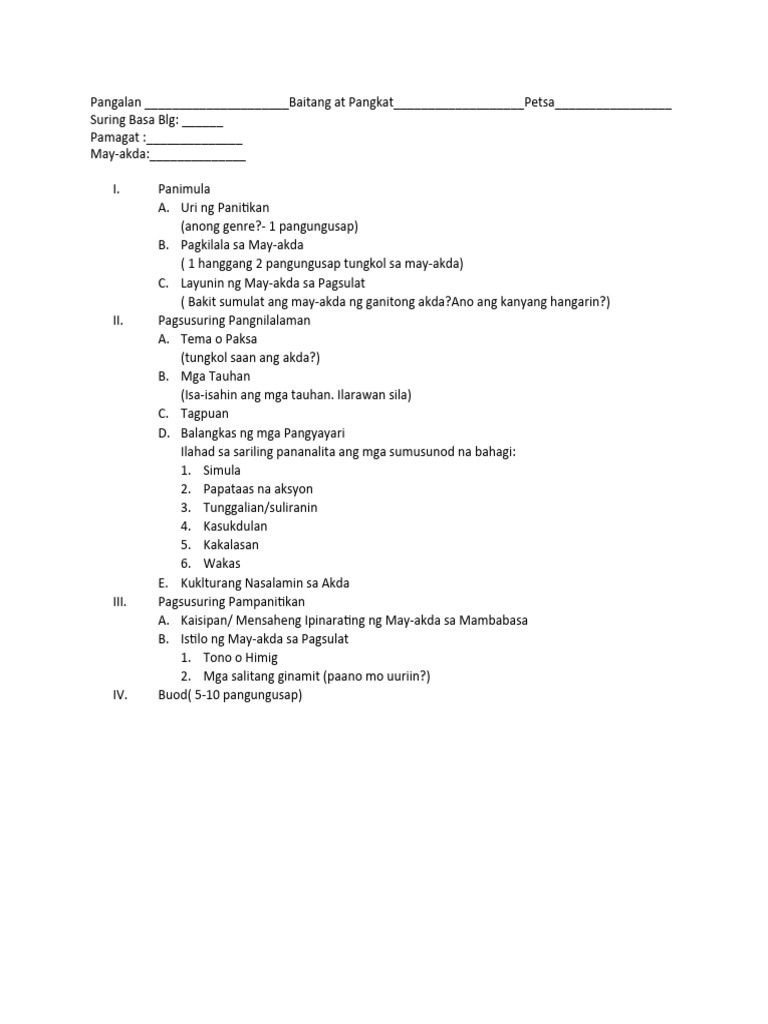 Suring Basa Template | PDF