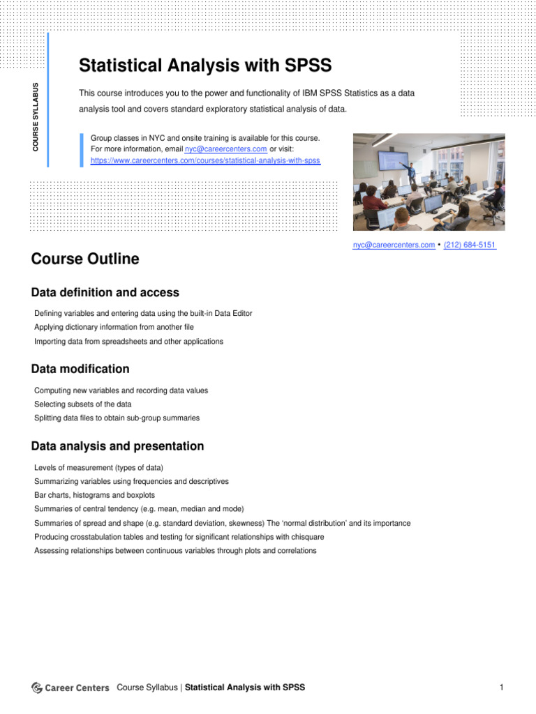 Statistical Analysis With Spss Syllabus | PDF | Computers
