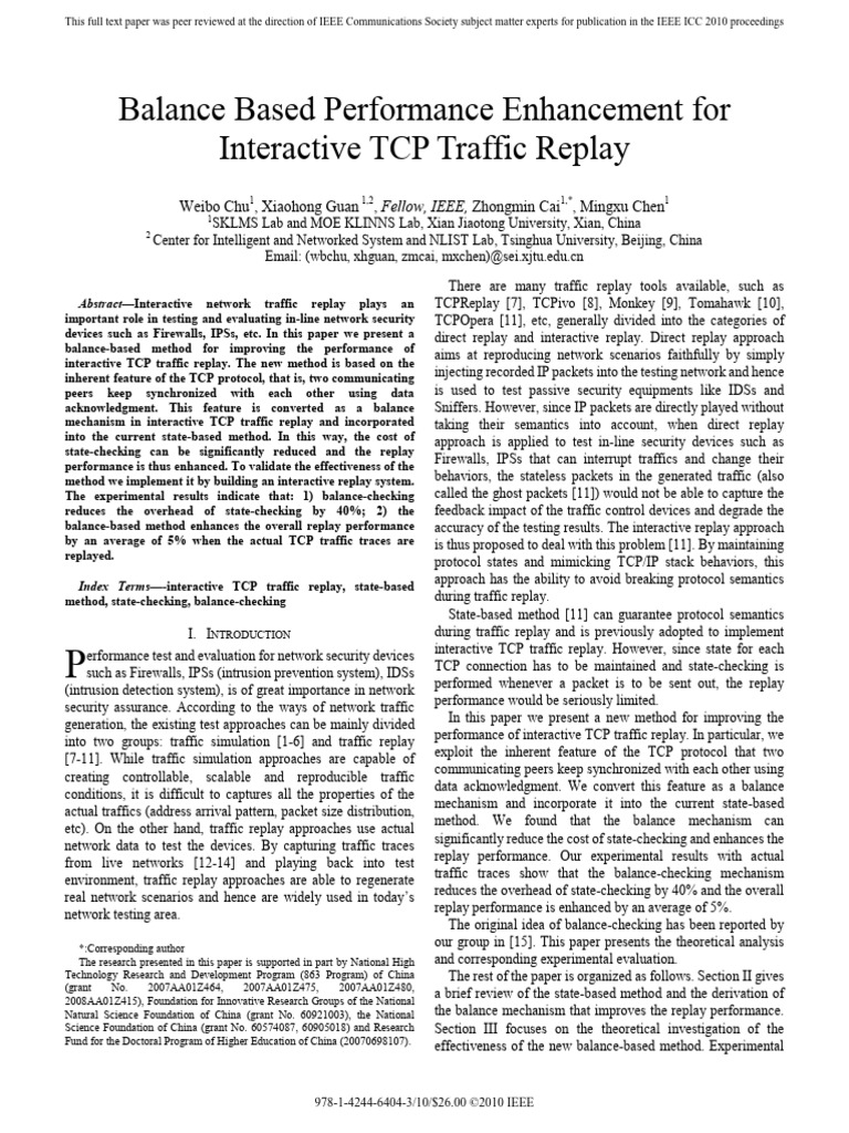 Balance Based Performance Enhancement For Pdf Transmission Control Protocol Communications