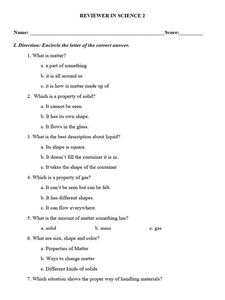 Science Review: Properties of Matter | PDF