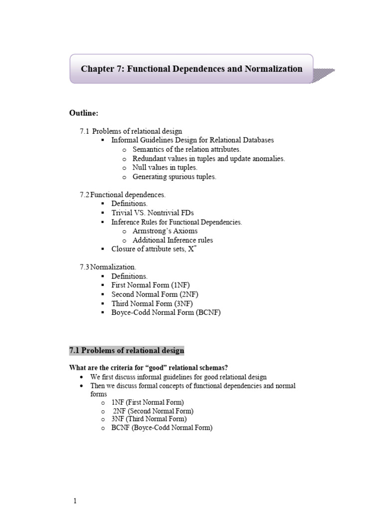 Ch7 Functional Dependencies and Normalization | PDF | Relational Model ... Ch7 Functional Dependencies and Normalization | PDF | Relational Model ...