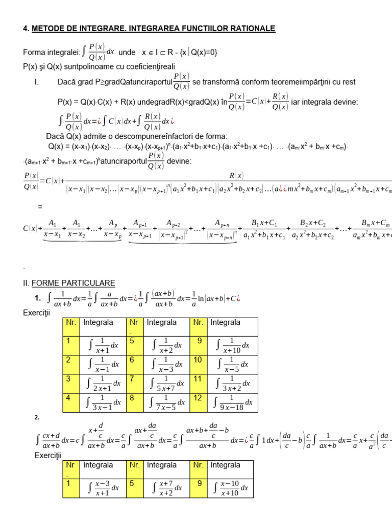 Integrarea Functiilor Rationale | PDF